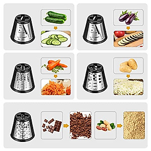 Electric Cheese Grater, 250W Professional Electric Slicer Shredder for Home Use, Electric Salad Maker Machine with One-Touch Control, 5 Free Attachments for Cutting Fruits, Cheeses, Veggies (Upgraded)