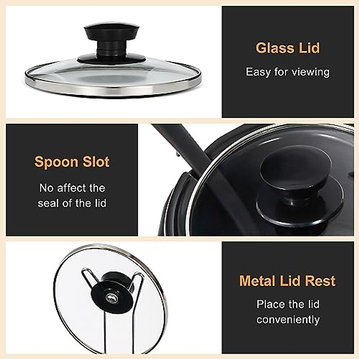 Triple Slow Cooker, Buffet Server Food Warmer, 3 * 1.5QT Slow Cooker with Ceramic Pot, 3 Modes Adjustable Temp, Dishwasher Safe, Removeable Glass Lid and 3 PVC Spoons,Stainless Steel