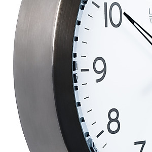 La Crosse Technology 404-54667-INT 10-Inch Atomic Chapter Ring Stainless Steel Analog Clock