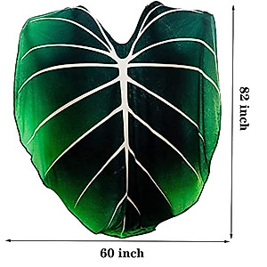 Leaf Blanket, Big Green Leaf Blanket Shape,Soft Plush Flannel Throw Decorative Leaves Design for Plant Lovers Bed Couch and Sofa（60x78INCH