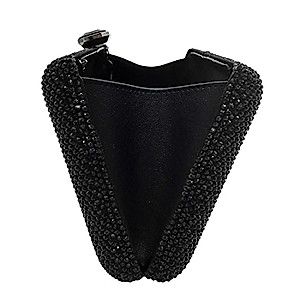 Elegant Women Box Clutch Crystal Evening Bags Wedding Handbags Bridal Purse (Black) Small