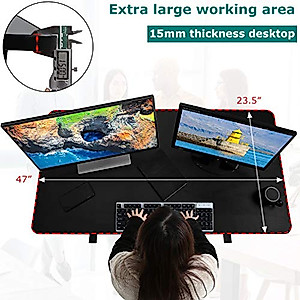 Adjustable Standing Desk, 47" Computer Desk Height Converter Desk Computer Workstation Large Desktop Stand Up Desk Ergotron Laptop Sit-Stand Desk Fit Dual Monitor for Home Office,Black
