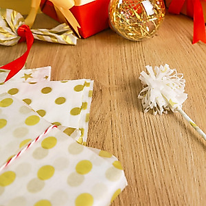 Koogel 100 Sheets Gold White Metallic Tissue Paper, 20 x 14 Inch Tissue Paper for Gift Bags Gift Wrapping Tissue Paper for DIY Crafts Graduation Birthday Christmas