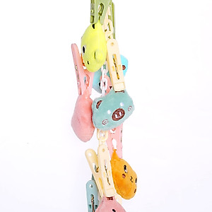 2 Pieces Plastic Toy Chain Organizer Animal Storage Chain with 40 Pieces Plastic Clips, 2 Pieces Ceiling Hook for Hanging Plush Toys Hats Socks and Cards