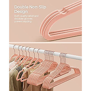 SONGMICS Velvet Coat Hangers Bundle with Pants Hangers, Non-Slip, Wrinkle-Free, Space-Saving, Durable, for Coat, Shirt, Dress, Trousers, Skirts, Scarves UCRF21PK50 and UCRF12B30