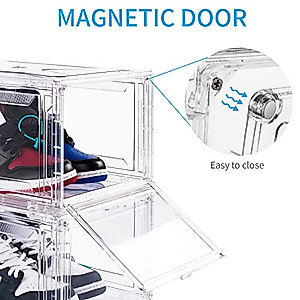 TABINBOX Clear Plastic Shoe Boxes, Stackable Shoe Cases, Clear Sneaker Storage Organizer(4 Pack)