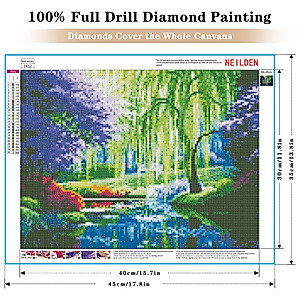 NEILDEN Diamond Painting Kits for Adults Beginners DIY 5D Scenery Diamond Art Kits Round Full Drill Diamond Dotz Diamond Dots Willow Tree Pictures Art for Home Wall Decor 14 x 18 inch