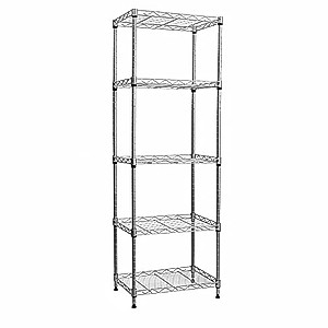 REGILLER 5-Wire Shelving Metal Storage Rack Adjustable Shelves, Standing Storage Shelf Units for Laundry Bathroom Kitchen Pantry Closet(Silver, 16.6L x 11.8W x 53.5H)
