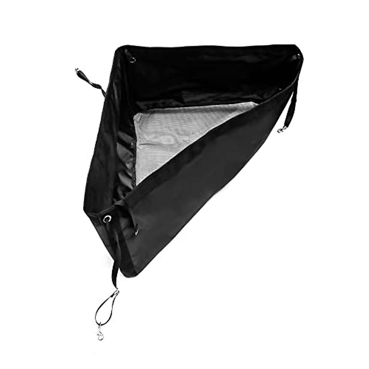QWORK Hay Feed Bags for Horse, Large Capacity Corner Hay Bag, Reduces Waste, with Mesh Bottom and Snap Closure, for Horse Trailer Stalls, Black