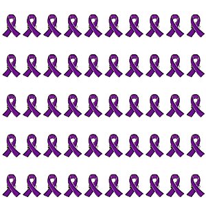 Purple Ribbon Pins 50Pcs Enamel Lapel Pin Purple Awareness Brooch for Alzheimer’s, Epilepsy, Pancreatic Cancer, Domestic Violence