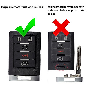 KeylessOption Keyless Entry Remote Car Smartr Key Fob for Cadillac CTS STS DTS 2008-2011 (OUC6000066)