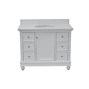 Bella 42-inch Bathroom Vanity (White/Quartz): Includes White Cabinet with Stunning Quartz Countertop and White Ceramic Sink