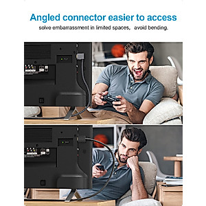 XAOSUN Right Angle HDMI 2.0 Cable 6.6 Feet, Strong Anti-Interference, 18Gbps High Speed Support 4K@60Hz,3D 1080P,HDR,ARC,90 Degree HDMI Cable for MacBook pro 2023,Monitor,ps4/5,Xbox,Fire TV and More