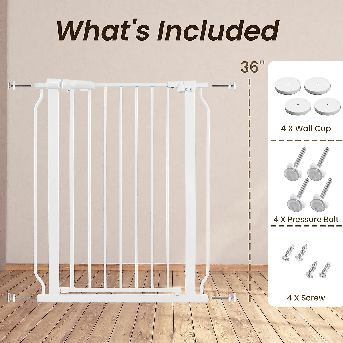 BalanceFrom Easy Walk-Thru Safety Gate for Doorways and Stairways with Auto-Close/Hold-Open Features, 36-Inch Tall, Fits 29.1 - 33.8 Inch Openings, White