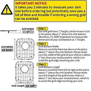 Sink Protectors for Kitchen Sink Stainless Steel- 14.6x12.6 Sink Grid for Bottom of Kitchen Sink - Farmhouse Metal Sink Rack for Bottom of Farm Kitchen Sink
