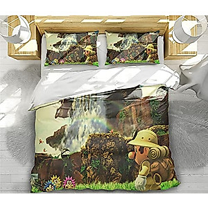 NICHIYOBI Redcap Beard Plumber Bros Game Movie Duvet Cover Set 3D Bedding Comforter Cover 3 Pcs (1 Duvet Cover+2 Pillowcases) Bedding Set (02,Full-80x90in+20x30in*2)