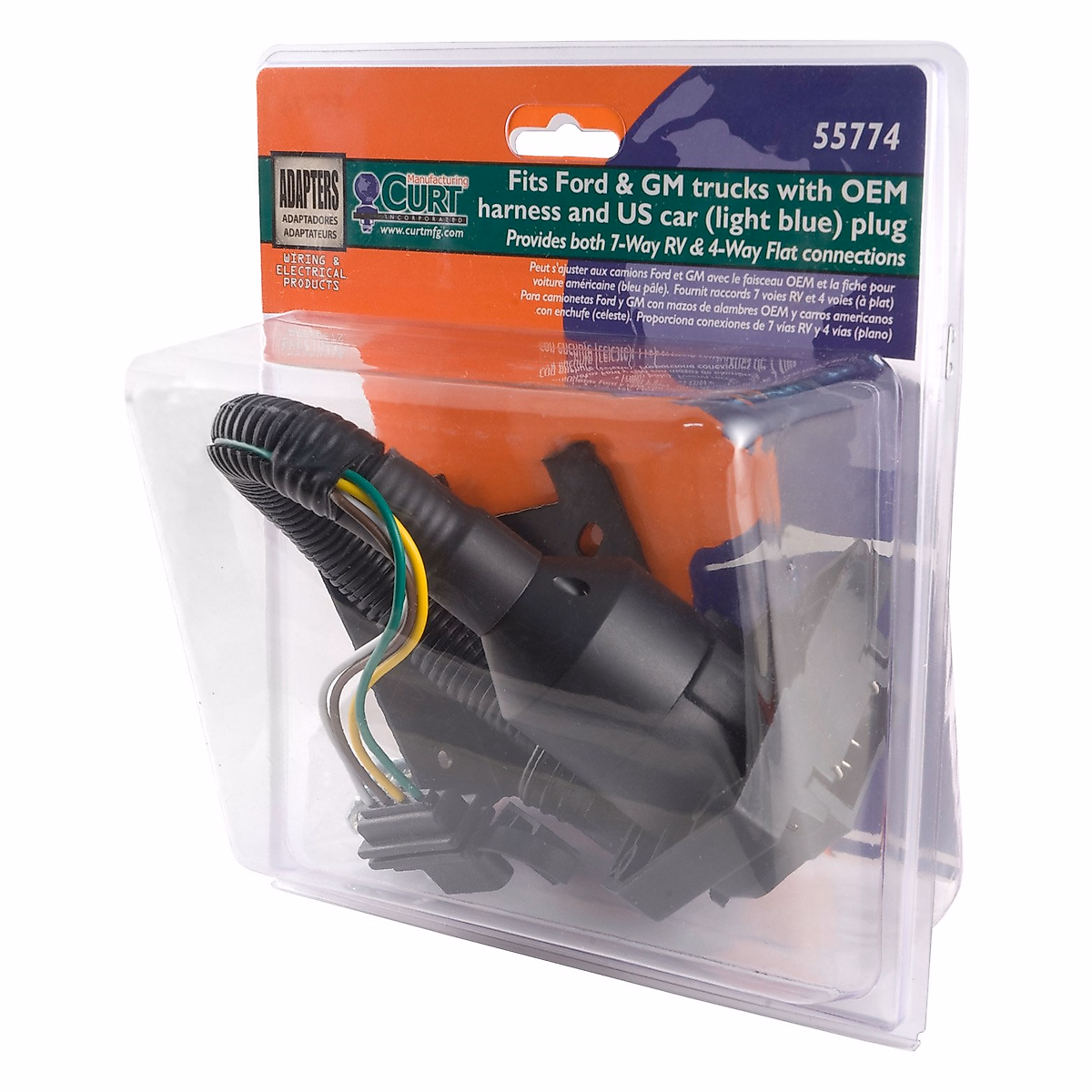 CURT 55774 Dual-Output Vehicle-Side 7-Pin, 4-Pin Connectors, Factory Tow Package and USCAR Socket Required