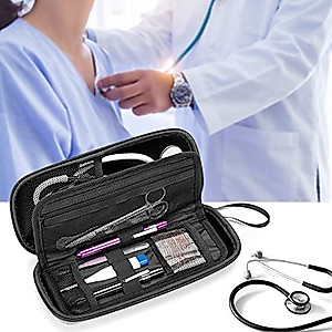 Damero Hard Stethoscope Case, Medical Carrying Case with Extra Folding Pouch Compatible with 3M Littmann/ADC/Omron Stethoscope and Accessories, Gray