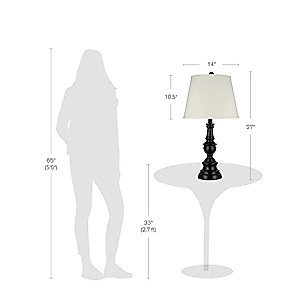 Catalina 21550-001 Traditional 3-Way Decorative Metal Table Lamp with Linen Shade, 27", Black