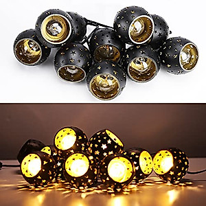 Vigdur Lantern String Lights with 10 Clear G40 Bulbs and Star Plastic Lamp Shades, Indoor Outdoor String Lights for Patio Yard Christmas Decor