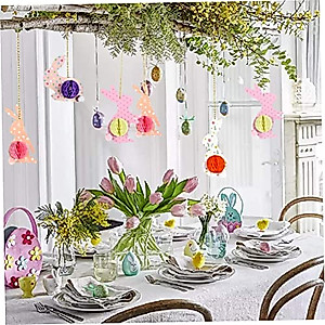 KUYYFDS Easter Decorations,Easter Decorations,Bunny Decorations for Home Rabbit with Honeycomb Paper Ball Bunny Ornament, Honeycomb Balls Party Decorations The Easter Party 4Pcs