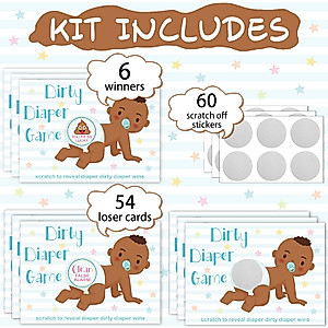 60 Pieces Baby Shower Scratch off Game Funny Raffle Cards Baby Shower Party Games Decorations Cute Activity for Baby Shower Activity and Idea for Boy Girl (Brown)