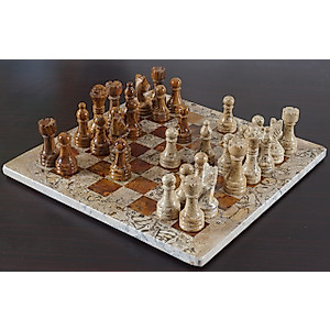 Radicaln Handmade Red and Coral Full Marble Chess Board Game Set - Staunton Marble Tournament Two Players Full Chess Game Table Set