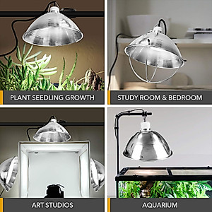 Simple Deluxe Clamp Lamp Light with 10.5 Inch Aluminum Reflector and Bulb Guard up to 250 Watt E26 Socket (no Bulb Included) 6 Feet 18/2 SJT Cord, Silver, 10.5 Inch Clamp Light