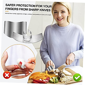 Housoutil 6pcs Stainless Steel Hand-guard Tools Finger Covers Safety Protector Kitchen Hand Protectors Stainless Finger Protector Kitchen Supply Finger Cutting Guard Multifunction Finger Cot