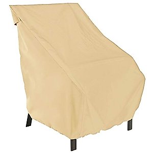Classic Accessories 58932 Terrazzo High Back Patio Chair Cover,Sand,High Back Dining Chair