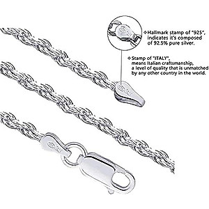 Savlano 925 Sterling Silver 4mm Solid Italian Rope Diamond Cut Twist Link Chain Necklace with Gift Box for Men & Women - Made in Italy