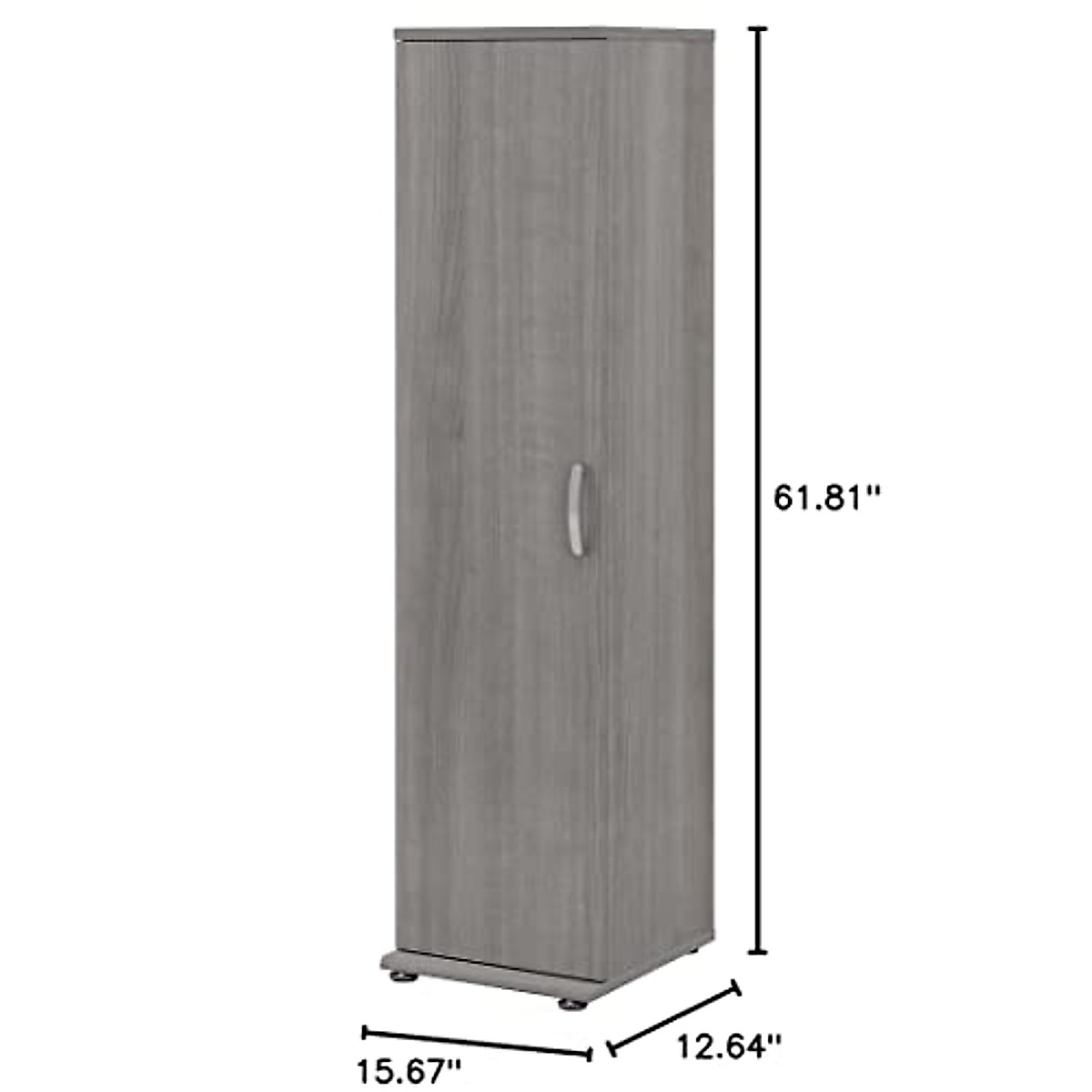 Bush Business Furniture Universal Tall Narrow Storage Cabinet with Door and Shelves, Platinum Gray