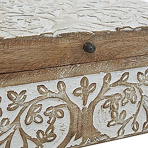 Deco 79 Mango Wood Floral Box with Hinged Lid, Set of 3 8", 10", 12"W, Brown