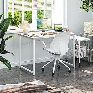 Coleshome 40 Inch Computer Desk, Modern Simple Style Desk for Home Office, Study Student Writing Desk, White