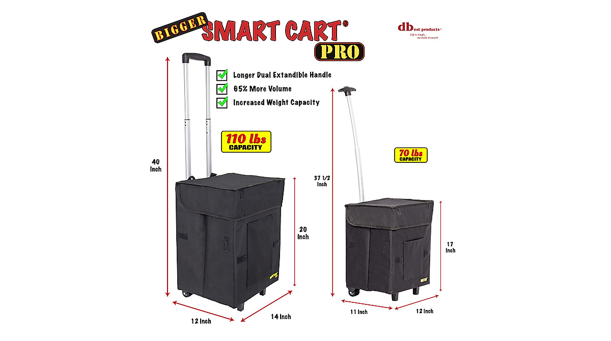 Bigger Smart Cart Pro - Collapsible Grocery Utility Cart