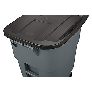 Rubbermaid Commercial Products Brute Rollout Trash/Garbage Can/Bin with Wheels, 50 GAL, for Restaurants/Hospitals/Offices/Back of House/Warehouses/Home, Gray (FG9W2700GRAY)