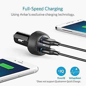 Anker 24W 4.8A Car Charger, 2-Port Ultra-Compact PowerDrive 2 Elite with PowerIQ Technology and LED for iPhone XS/Max/XR/X/8/7/6/Plus, iPad Pro/Air/Mini, Galaxy Note/S Series, LG, Nexus, HTC, and More