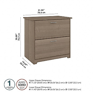 Bush WC31280 Cabot 2-Drawer Lateral File Cabinet, Letter/Legal, Ash Gray, 31-Inch