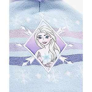 Disney Girls’ Winter Set: Ear Flap Beanie Hat, Gloves or Mittens: Elsa, Anna, Princess (Age: 2-7), Size Age 4-7, Blue Glove