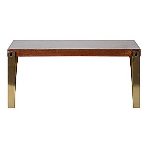 Kate and Laurel Bellingham Modern Floating Shelf for Wall, 18 x 8 x 8, Walnut Brown and Gold, Mid-Century Shelf for Storage and Display