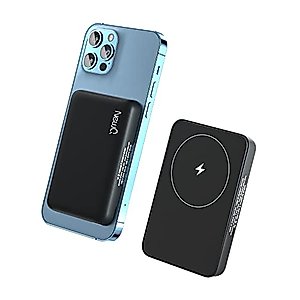 NewQ Magnetic Supper Mini Wireless Power Bank with Type-C Output Emergency 5000mAh Battery Pack Mag-Safe Wireless Portable Charger for iPhone 14/13/12 Or Later Series