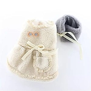 UXZDX CUJUX Autumn and Winter Beige Colors Yorkshire Terrier Warm Dog Dresses with Small Flower Decor Sundress PET Clower Decor Sundress PET Clothing (Color : B, Size : S Code)
