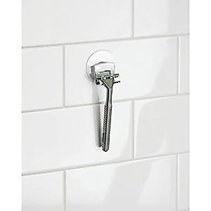 iDesign Gia Metal Suction Bathroom Shower Hooks for Razor, Loofah, Wash Cloth, 2" x 1.75" - Chrome