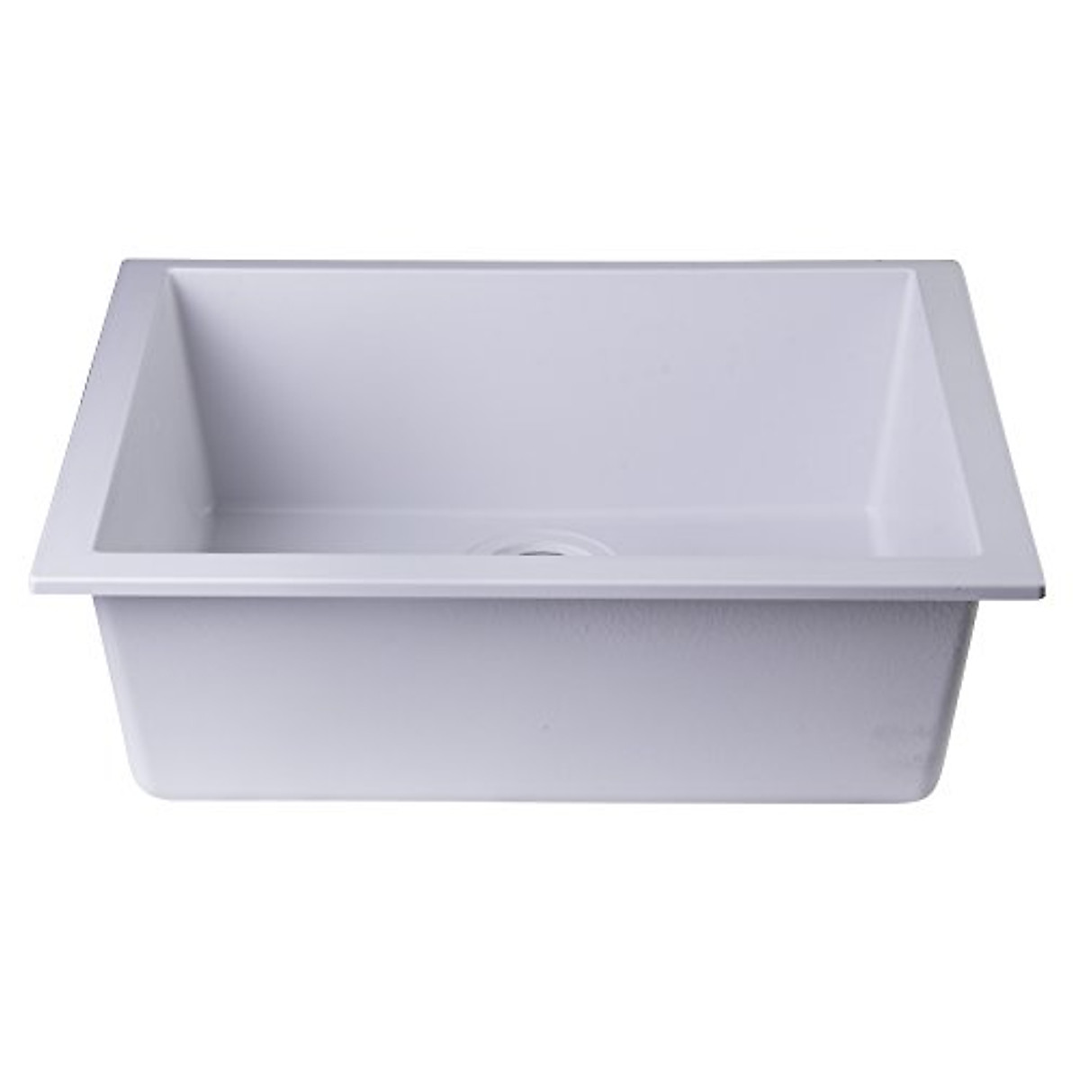 ALFI brand AB2420UM-W Undercount Single Bowl Granite Composite Kitchen Sink, 24", White