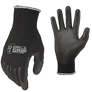Gorilla Grip Gloves, Max Grip, All Purpose Work Gloves, Slip Resistant, Nylon Shell, X-Large, 15 Pairs