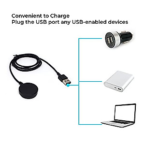 Compatible Samsung Watch Charger for Galaxy Watch 4, Galaxy Watch 3, Samsung Smart Watch Active 2 by ElloGear - USB Wireless Charging Dock Replacement Adapter Stand Classic Charge - Black