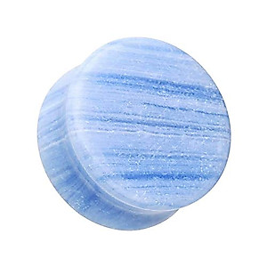 Covet Jewelry Blue Lace Agate Stone Double Flared Ear Gauge Plug (7/8" (22mm))
