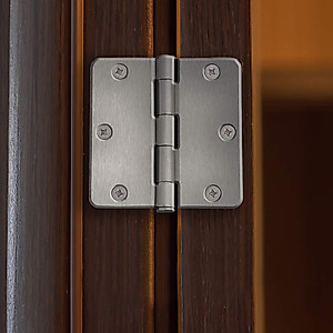 3-Pack 4-Inch x 4-Inch Interior Door Hinges with 5/8-Inch Radius, Satin Nickel, Heavy Duty Steel Construction, Left- or Right-Handed – Design House, 181594