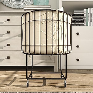 Deco 79 Metal Round Storage Cart with Wheels, 19" x 19" x 26", Black