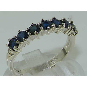 925 Sterling Silver Natural Sapphire Womens Eternity Ring - Size 5